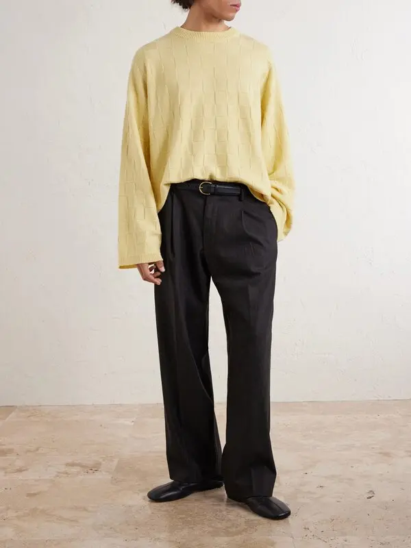 THE ELDER STATESMAN Culver Checked Cashmere Sweater - Yellow