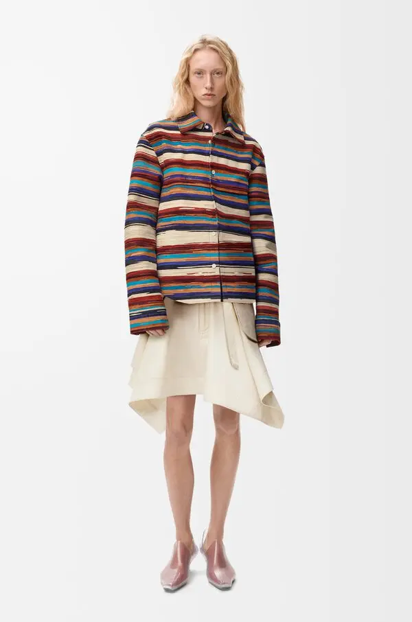 Loewe Cargo Skirt In Cotton And Silk - Ivory