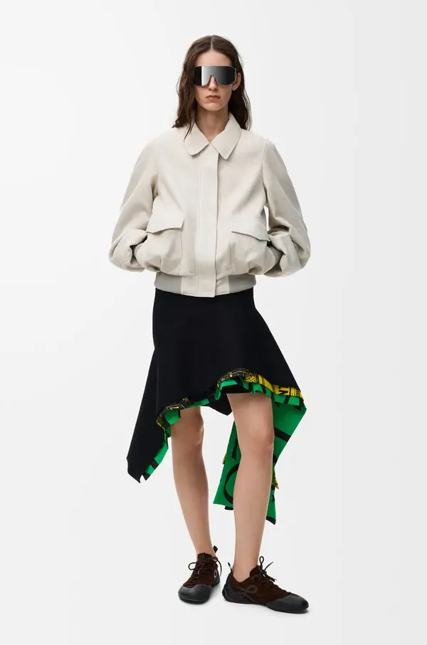 Loewe Suede Leather Bomber Jacket - Light Grey