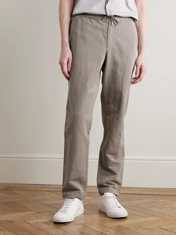 Mr P. Straight-leg Cotton And Linen-blend Twill Trousers - Brown