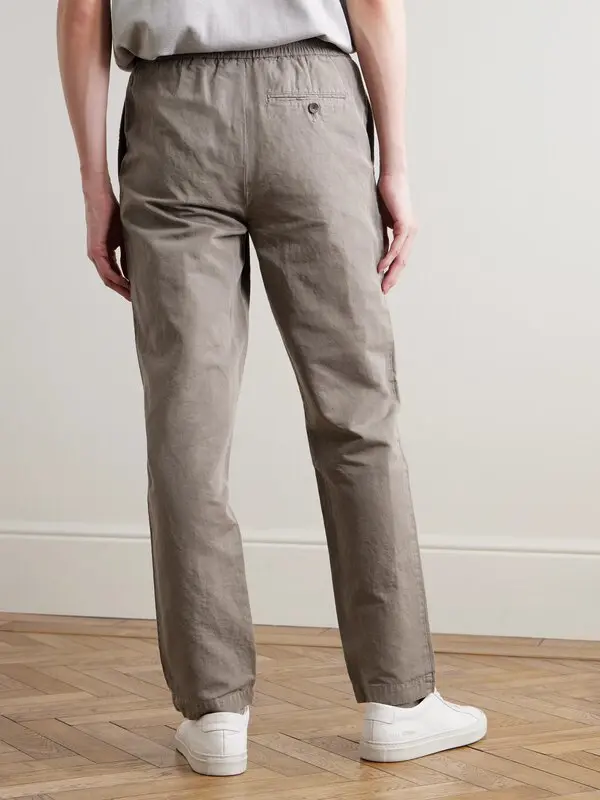 Mr P. Straight-leg Cotton And Linen-blend Twill Trousers - Brown