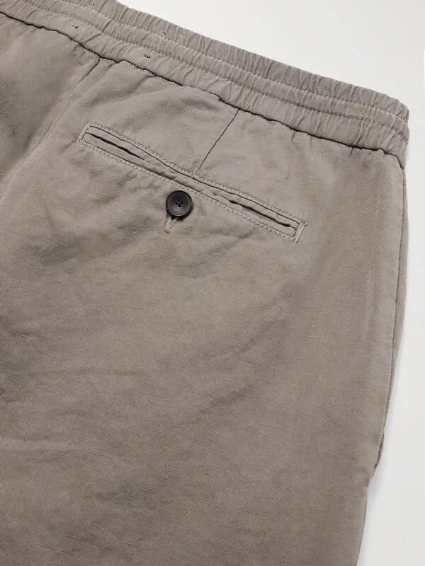 Mr P. Straight-leg Cotton And Linen-blend Twill Trousers - Brown