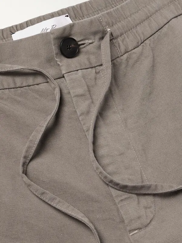 Mr P. Straight-leg Cotton And Linen-blend Twill Trousers - Brown