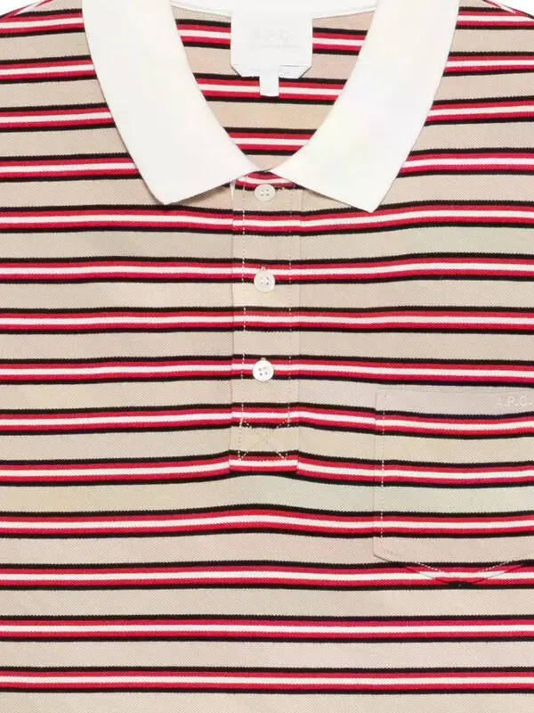 A.p.c. Striped Chest-pocket Polo Shirt - Neutrals
