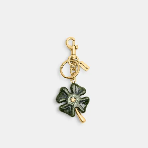 COACH Four Leaf Clover Bag Charm - Brass/green Multi