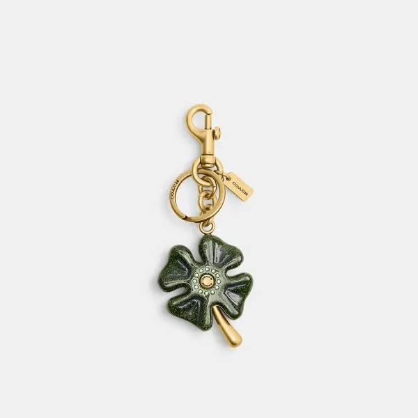 COACH Four Leaf Clover Bag Charm - Brass/green Multi