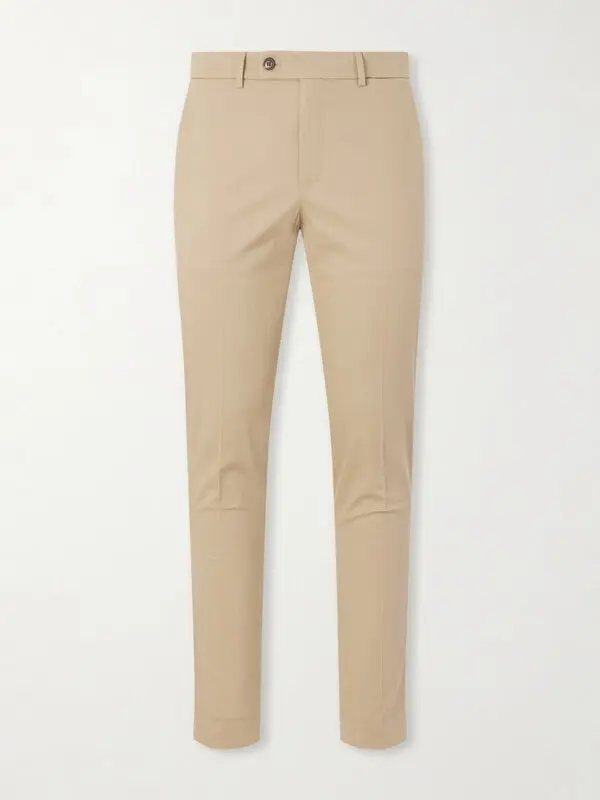SLOWEAR Tapered Stretch-cotton Trousers - Neutrals