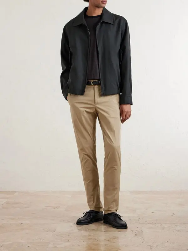 SLOWEAR Tapered Stretch-cotton Trousers - Neutrals
