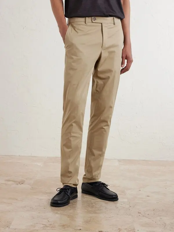 SLOWEAR Tapered Stretch-cotton Trousers - Neutrals