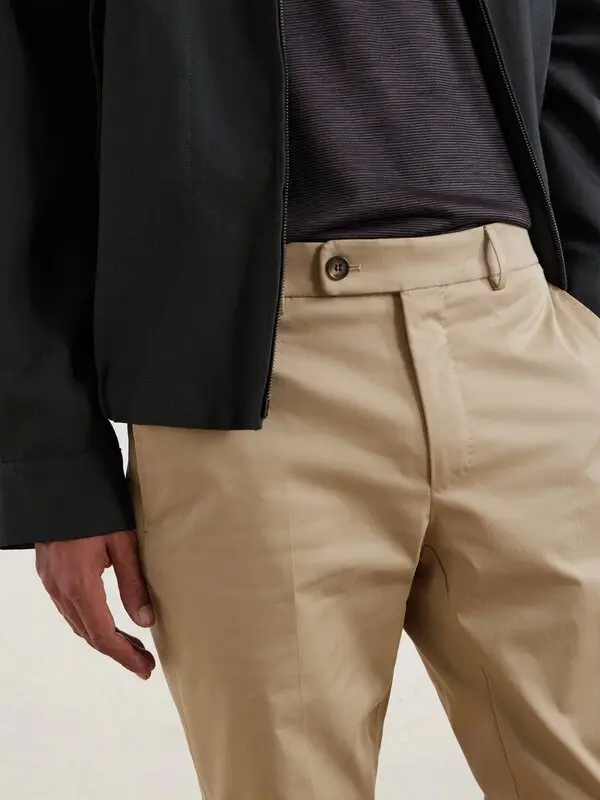 SLOWEAR Tapered Stretch-cotton Trousers - Neutrals