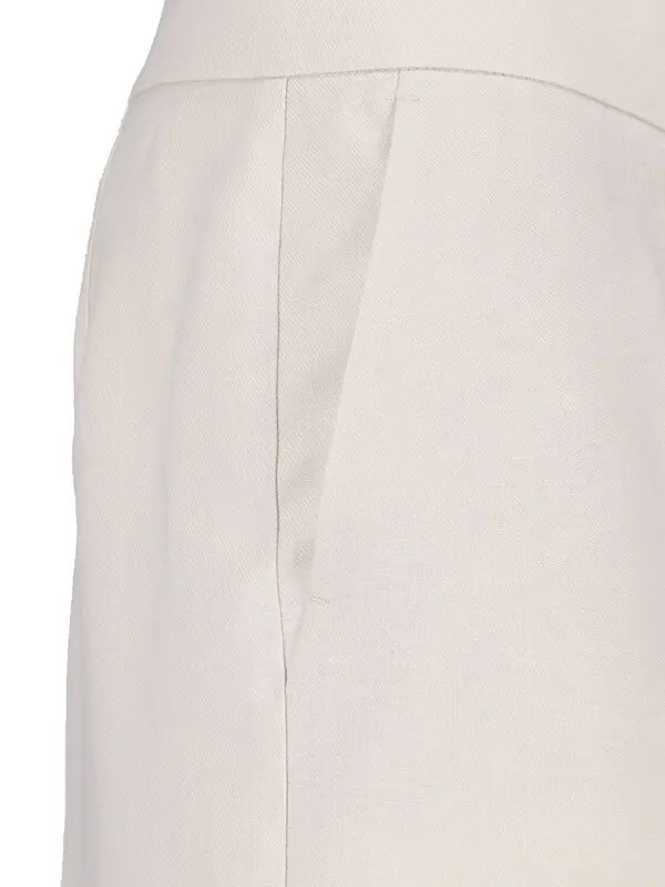 Max Mara Linen Straight Leg Trousers - Beige