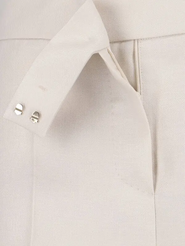 Max Mara Linen Straight Leg Trousers - Beige