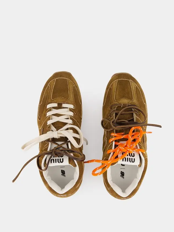 Miu Miu X New Balance 530 Sl Suede Sneakers - Brown