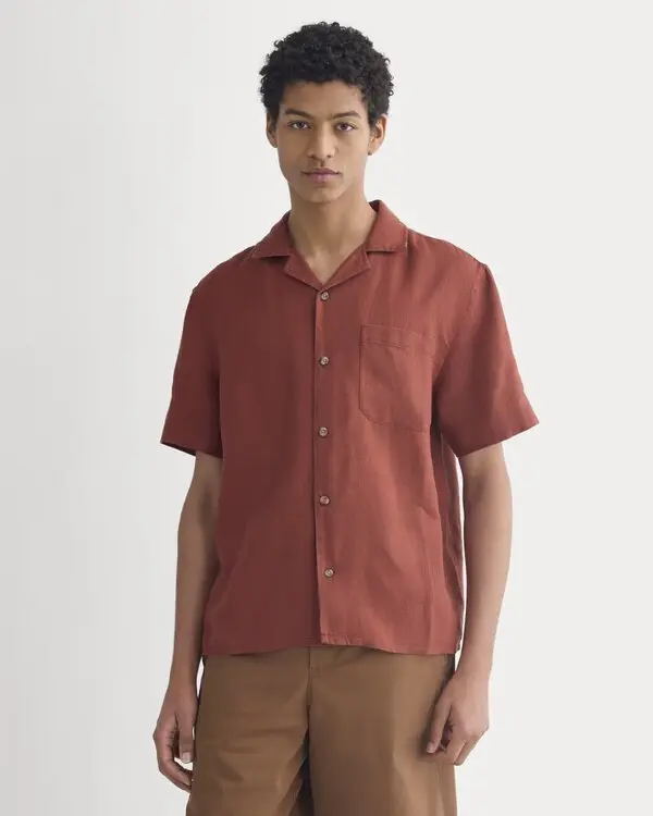 Everlane Linen Resort Shirt - Black/bone