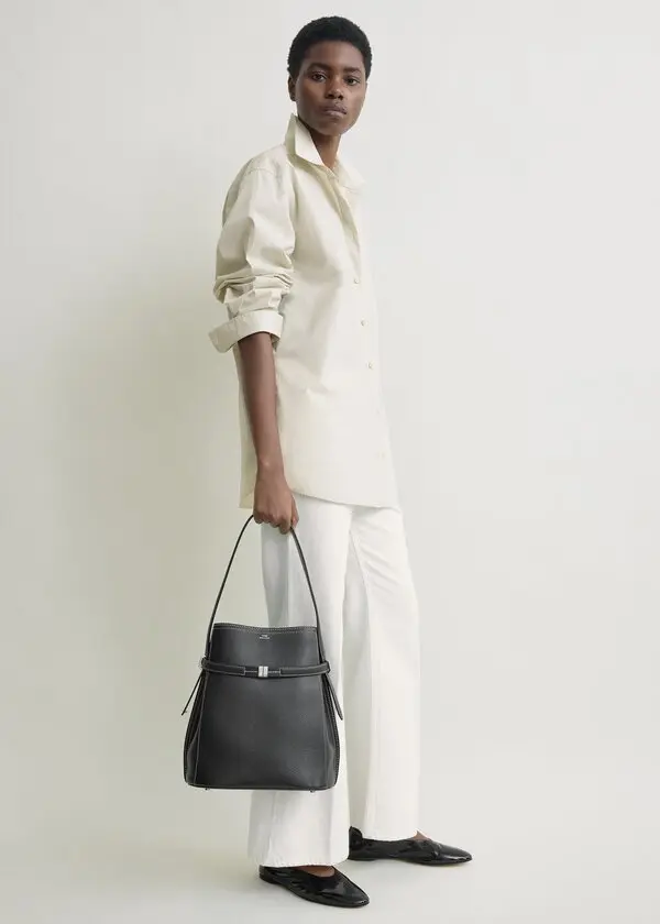 TOTEME Grained-leather Bucket Bag - Black