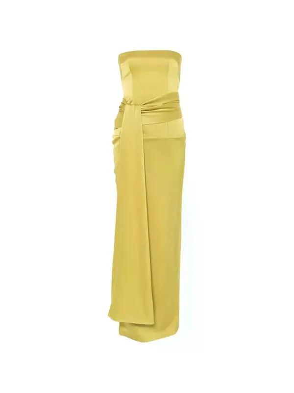 Alex Perry Draped Strapless Maxi Dress - Green