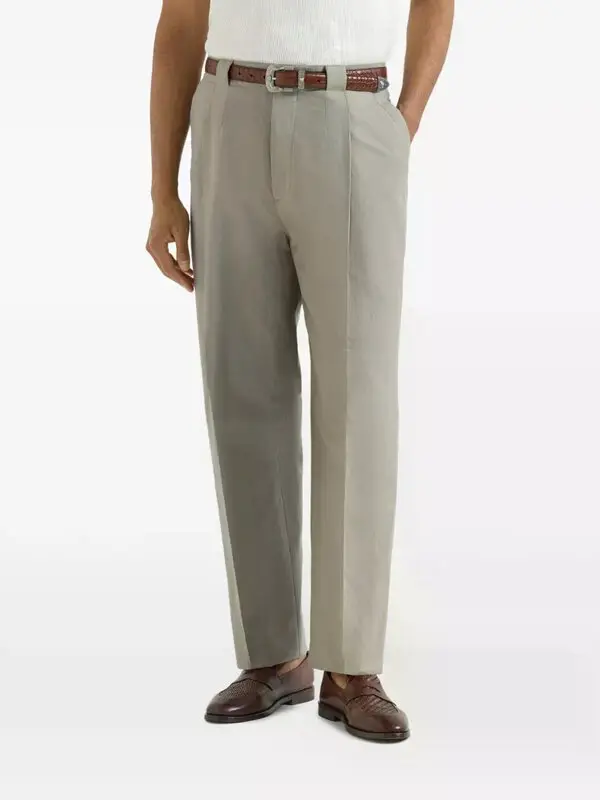 Brunello Cucinelli Cotton And Linen Panama Trousers With Pleat