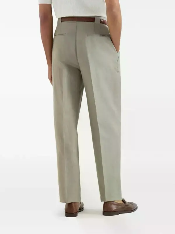 Brunello Cucinelli Cotton And Linen Panama Trousers With Pleat