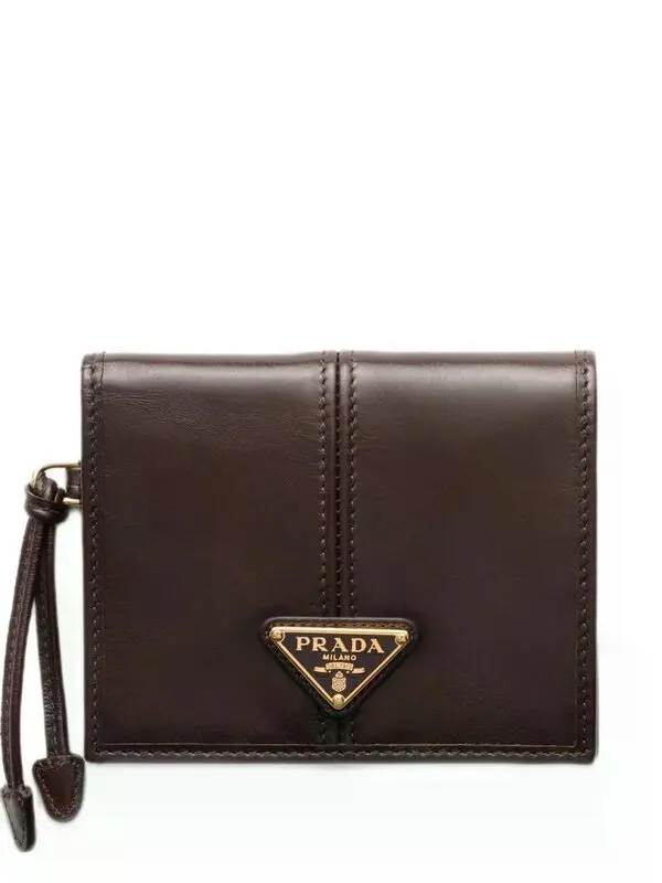Prada Logo-plaque Leather Wallet - Brown