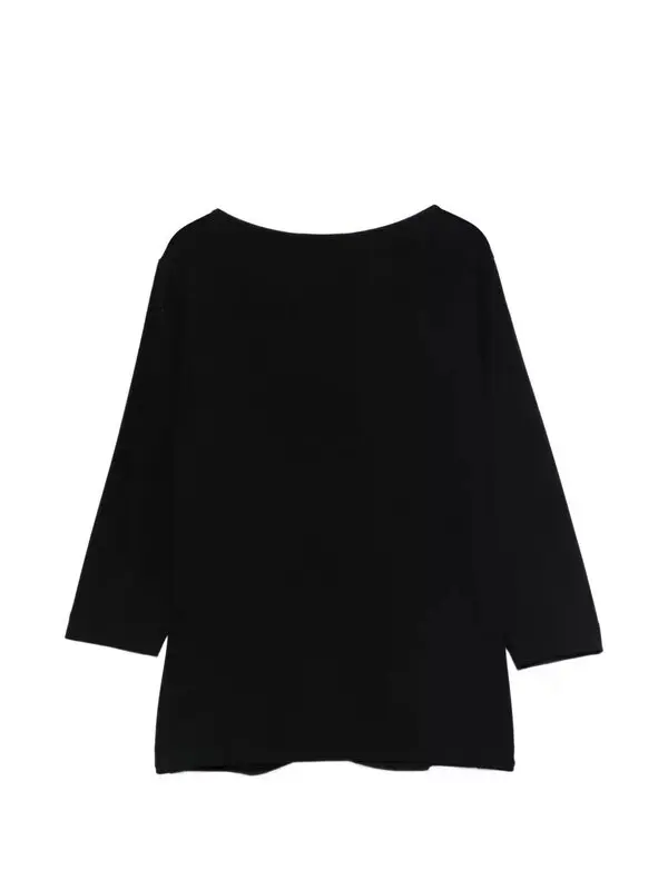 CLIPS V-neck Gathered T-shirt - Black