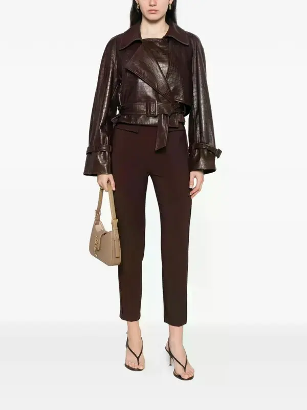 Elisabetta Franchi Trousers In Double Layer Stretch Crêpe With Embroidered Logo