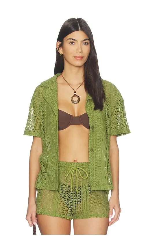 ALL THE WAYS Rosie Button Up Top - Olive