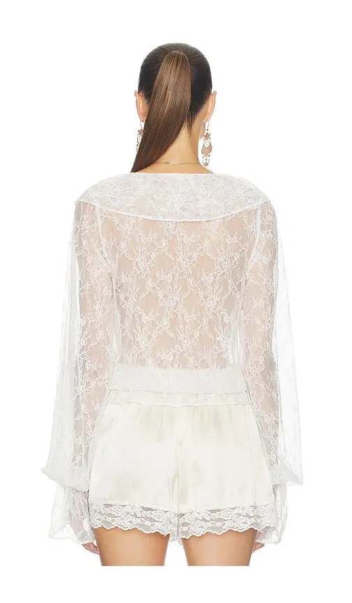 Tularosa Marie Lace Trimmed V-neck Top