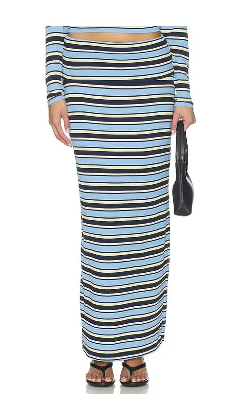 AFRM Esin Striped Knit Maxi Skirt - Blue