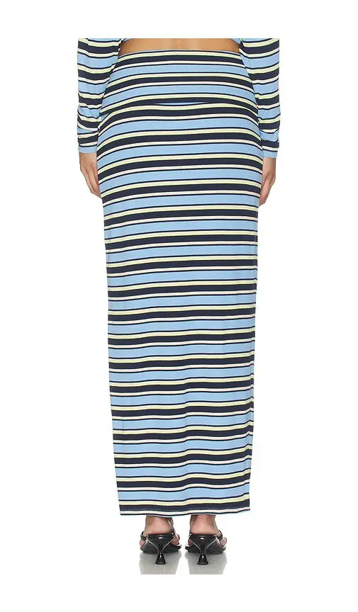 AFRM Esin Striped Knit Maxi Skirt - Blue
