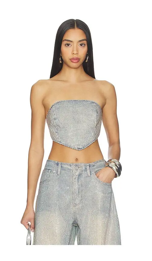 AFRM Sonoma Cropped Top With Stud Embellishments