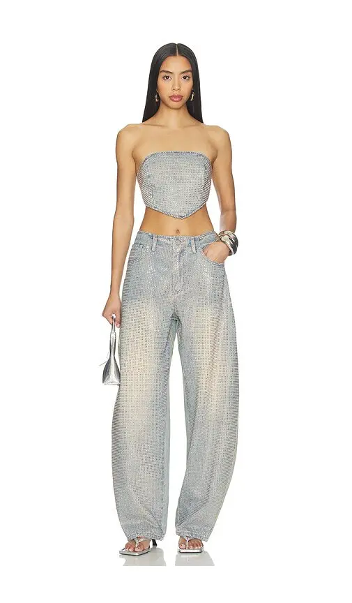 AFRM Sonoma Cropped Top With Stud Embellishments