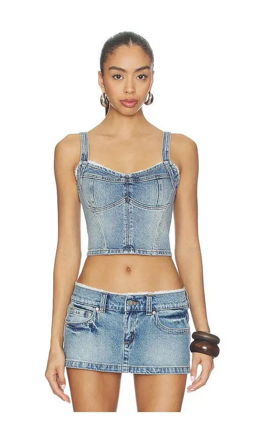 Abrand Denim Saloon Bodice Top