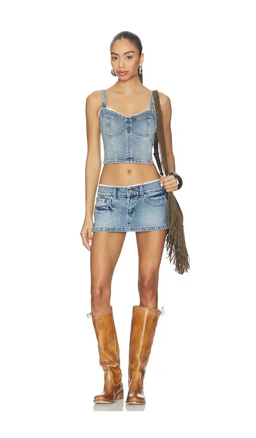 Abrand Denim Saloon Bodice Top