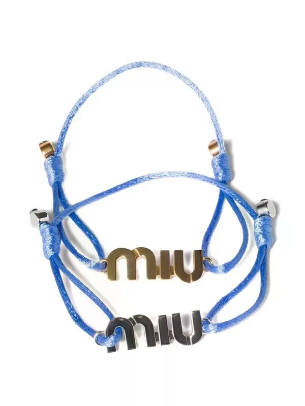 Miu Miu Cord And Metal Bracelets - Gold