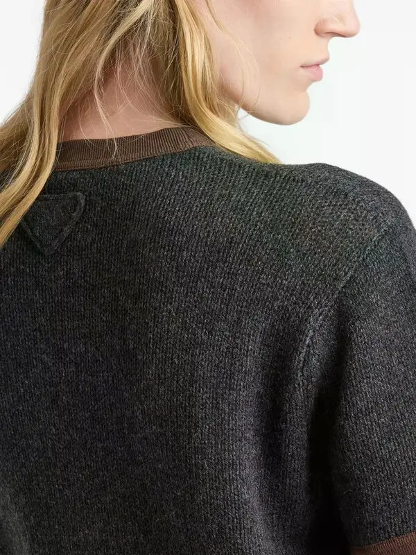 Prada Cashmere Crew-neck Sweater With Contrasting Trim - Grey