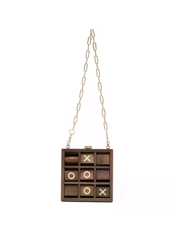 Cult Gaia Tic Tac Toe Chain Clutch - Brown