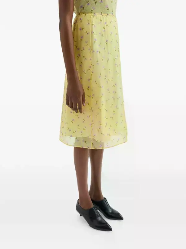 JIL SANDER Technical Organdy Printed Skirt - Yellow