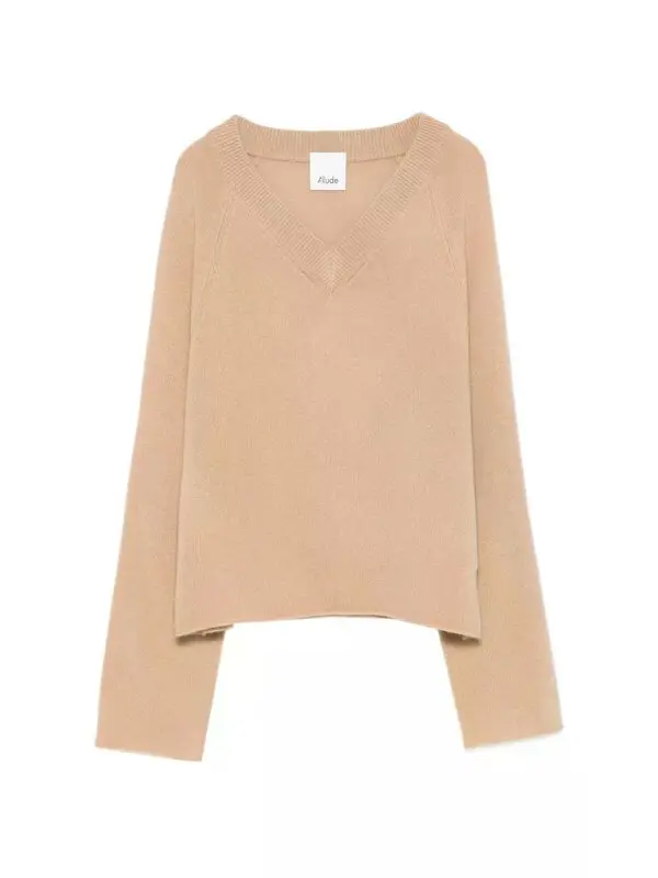 ALLUDE V-neck Cashmere Sweater - Neutrals