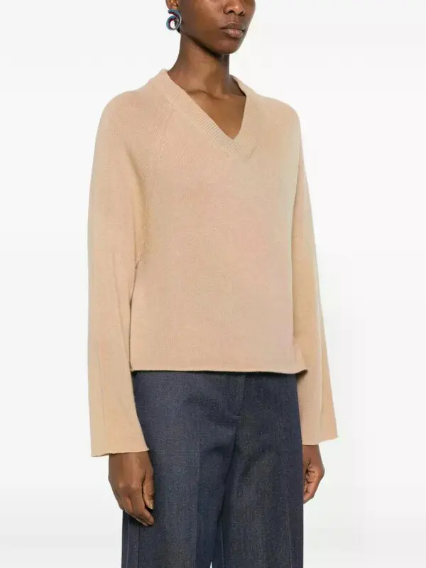 ALLUDE V-neck Cashmere Sweater - Neutrals
