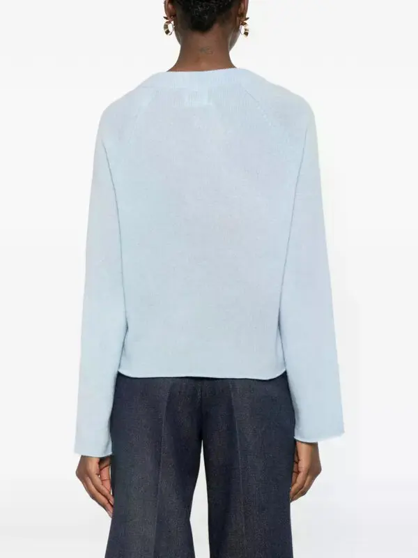 ALLUDE V-neck Long Sleeve Sweater - Blue
