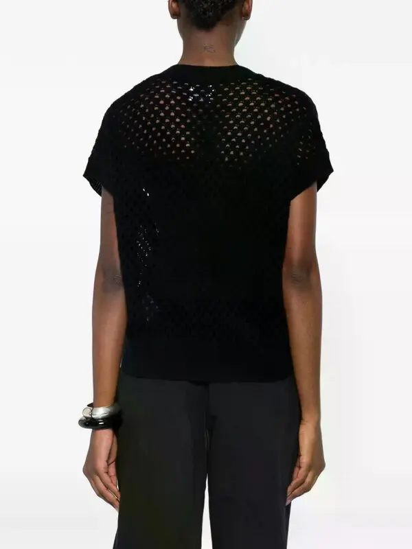 ALLUDE V-neck Knitted Top - Blue