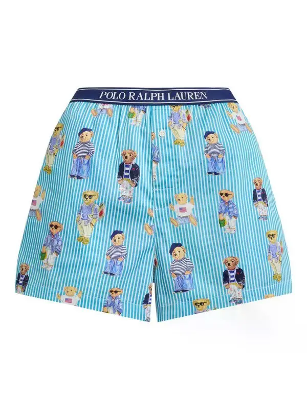 Polo Ralph Lauren Polo Bear Striped Pajama Shorts - Blue