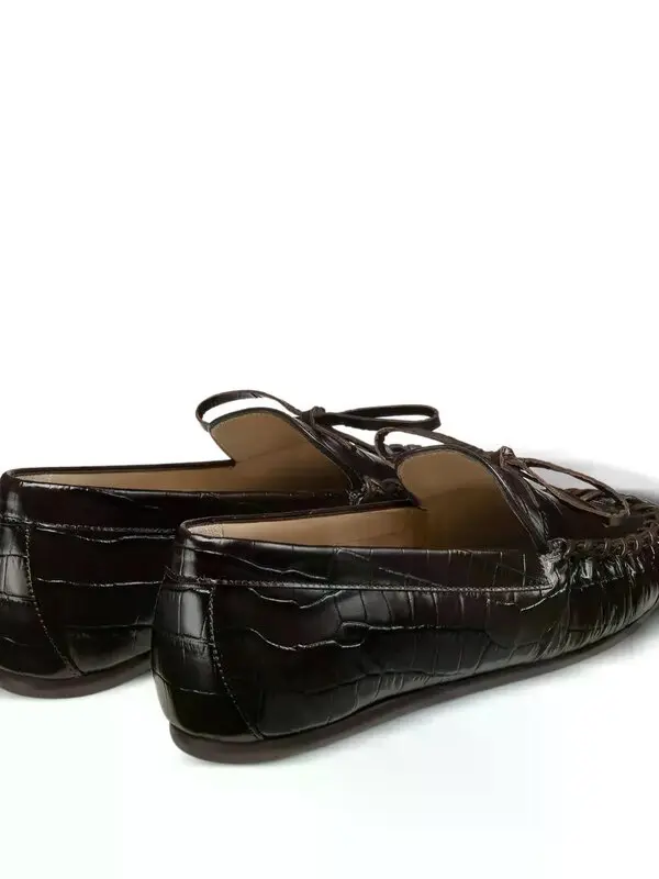 STUART WEITZMAN Bow Embossed Loafers - Brown