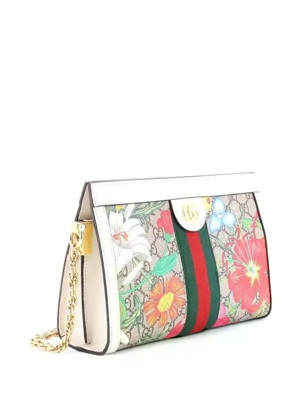 Gucci Ophidia Chain Shoulder Bag Flora Gg Coated Canvas Small - Brown