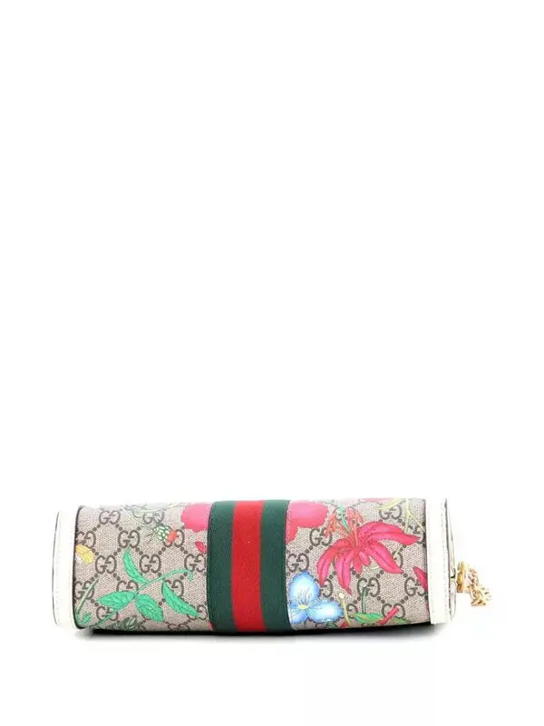 Gucci Ophidia Chain Shoulder Bag Flora Gg Coated Canvas Small - Brown