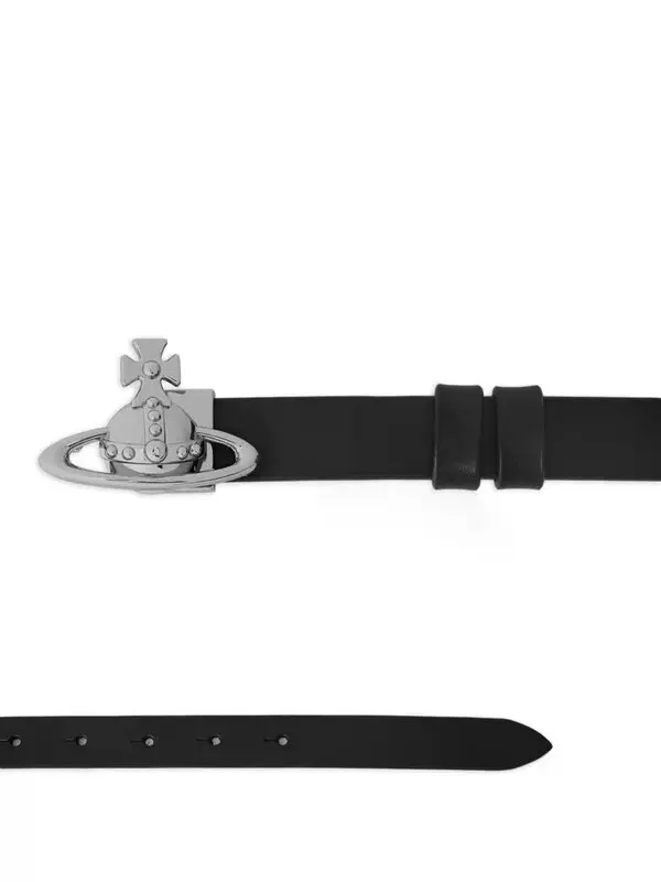 VIVIENNE WESTWOOD Logo Buckle Leather Belt - Black