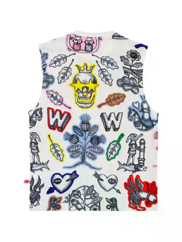 WALTER VAN BEIRENDONCK Crown Print Sleeveless Top