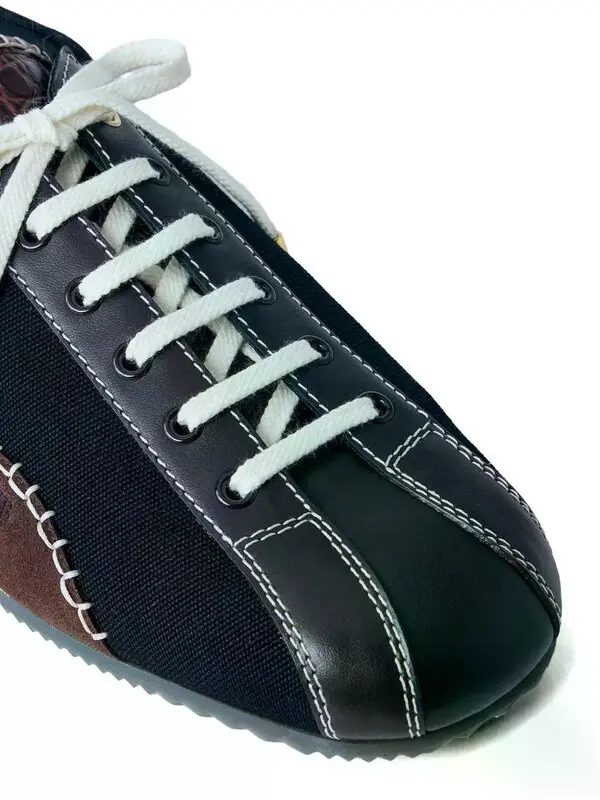 WALES BONNER Paris Stitched Panels Lace-up Sneakers - Black