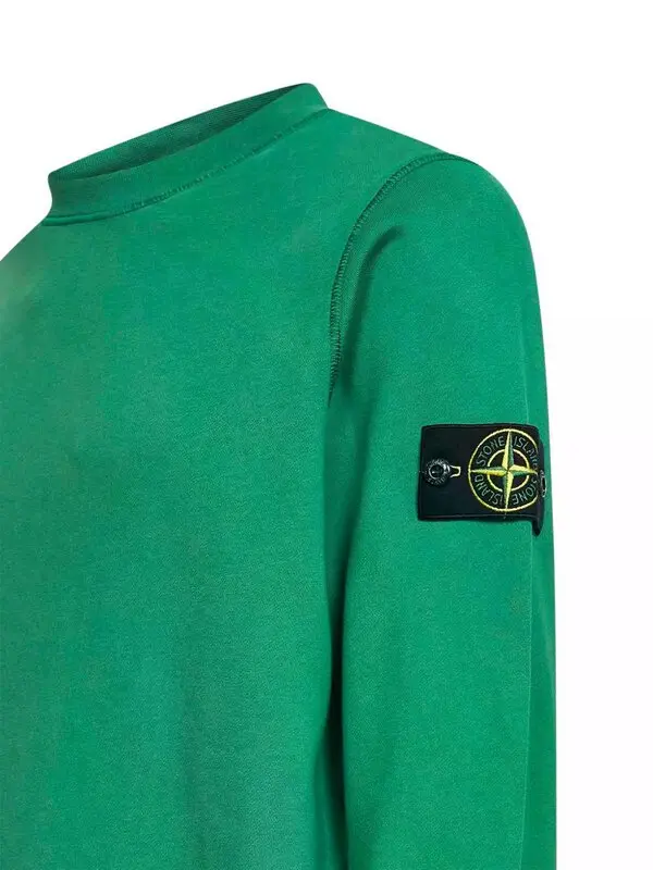 Stone Island Long-sleeved Badge-detail Sweatshirt - Green