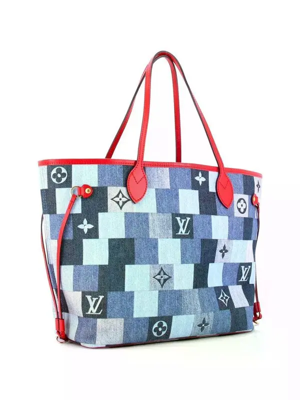LOUIS VUITTON Neverfull Damier And Monogram Patchwork Denim Mm Tote Bag
